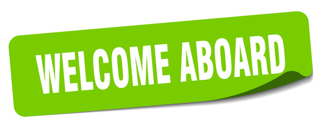 Welcome aboard sticker welcome aboard label Vector Image