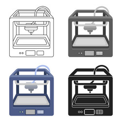 3d printer in outline style isolated on white Vector Image