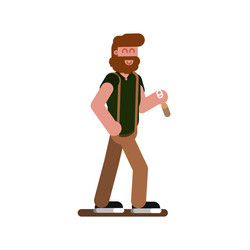 Young man working with pickaxe cartoon Royalty Free Vector