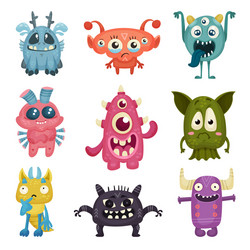 Monsters emotions cartoon collection Royalty Free Vector