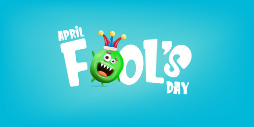 April fools day funky horizontal banner with silly