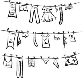 Clothes on the clothesline sketch for your design Vector Image