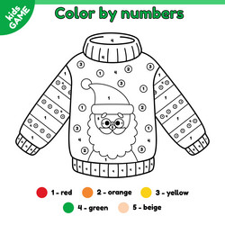 Kids coloring page with christmas ugly sweater Vector Image