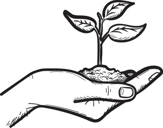 Human hand with sprout drawn sketch icon Vector Image