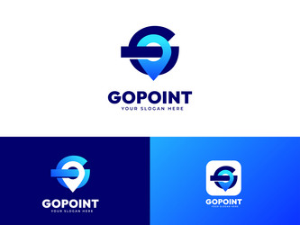 Letter g and point pin element logo set Royalty Free Vector