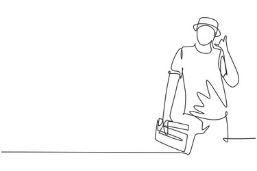 Single continuous line drawing film director Vector Image