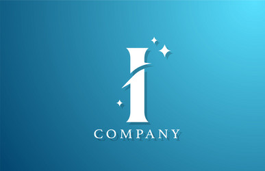 I alphabet letter logo in blue white color Vector Image