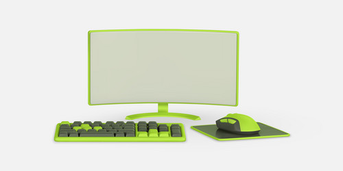 Realistic 3d computer monitor and keyboard Vector Image