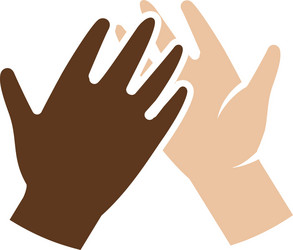 Isolated abstract dark and light skin human hands Vector Image