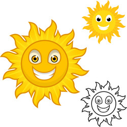Cheerful cartoon sun characters set Royalty Free Vector