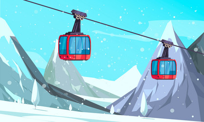 Winter ski resort cartoon composition Royalty Free Vector