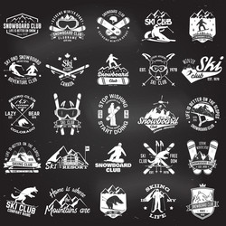 Ski and snowboard club emblem Royalty Free Vector Image