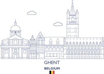 Ghent multiple lines skyline and landmarks Vector Image