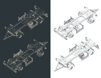 Container trailer isometric blueprints Royalty Free Vector