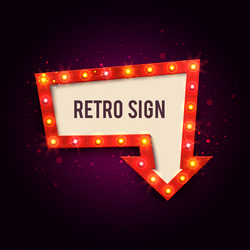 Vintage shining retro cinema billboard sign Vector Image