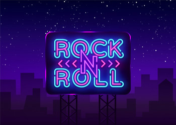 Rock music neon sign frame star Royalty Free Vector Image