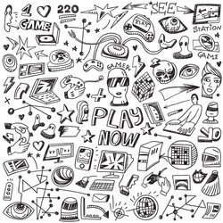 Computer games doodles Royalty Free Vector Image