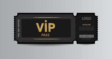 Vip pass with golden glittering stripes Royalty Free Vector