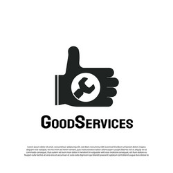 Good service logo with hand concept repair Vector Image