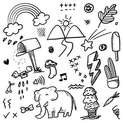 Hand-drawn kids doodle set drawings Royalty Free Vector