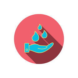 Save water icon hand with water drops sign Vector Image