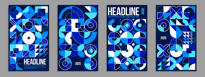 Abstract geometric posters and covers set Vector Image