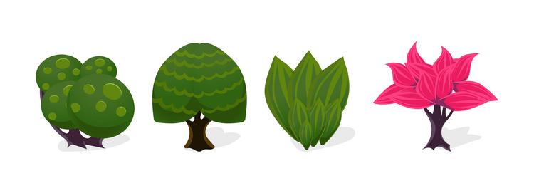 Fantastic bush for ui game design set Royalty Free Vector