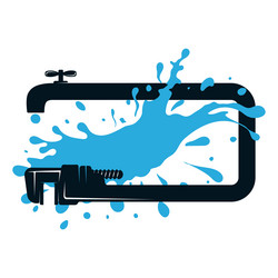 Water drop water pipe and wrench symbol Royalty Free Vector