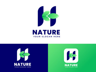 Letter h logo design with leaf concept green Vector Image