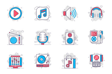 Online radio icons music radio station podcast Vector Image