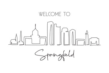 One continuous line drawing springfield city Vector Image