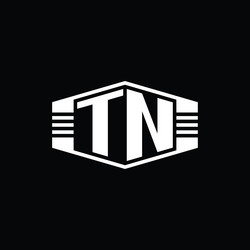 Tn letter logo monogram hexagon emblem shape Vector Image