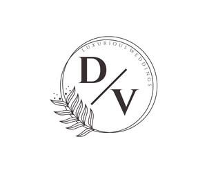 Dv initials letter wedding monogram logos Vector Image