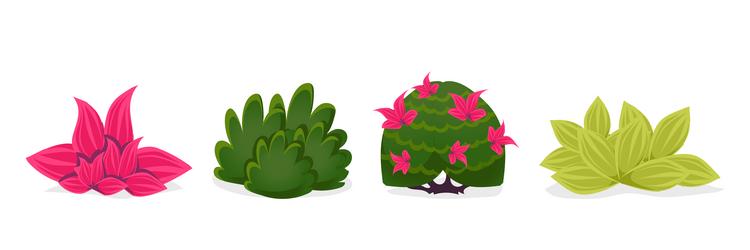 Fantastic bush and tree for ui game design Vector Image