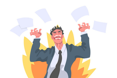 Furious chief screaming and yelling in anger Vector Image