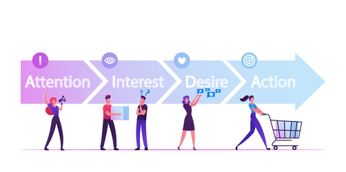 Conversion sales funnel icon based on aida model Vector Image