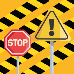Construction stop signal and barricade Royalty Free Vector