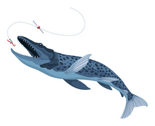 Predatory fish catch cartoon fish catching Vector Image