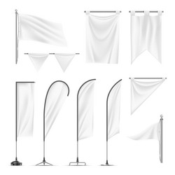 White blank event flag mockup set vertical banner Vector Image