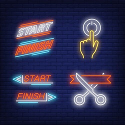 Start neon sign design template race Royalty Free Vector