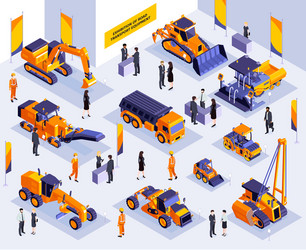 Road construction isometric composition Royalty Free Vector