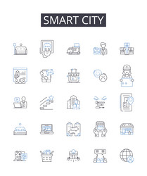 Smart city line icons collection intelligent home Vector Image