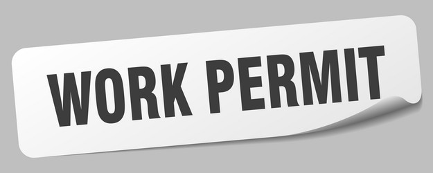 Work permit sticker work permit label Royalty Free Vector