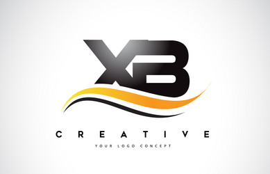Xb x b letter logo design with swoosh and black Vector Image