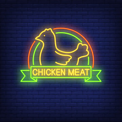 Chicken meat barbecue neon signs collection Vector Image
