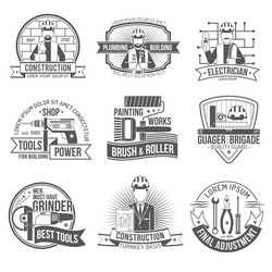 Construction label set label set Royalty Free Vector Image