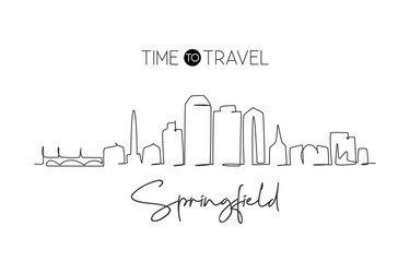 One continuous line drawing springfield city Vector Image