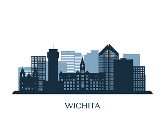 Outline wichita skyline trendy template Royalty Free Vector