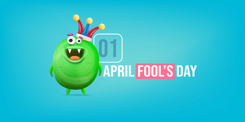 April fools day funky horizontal banner with silly