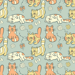 Seamless pattern with cats Royalty Free Vector Image